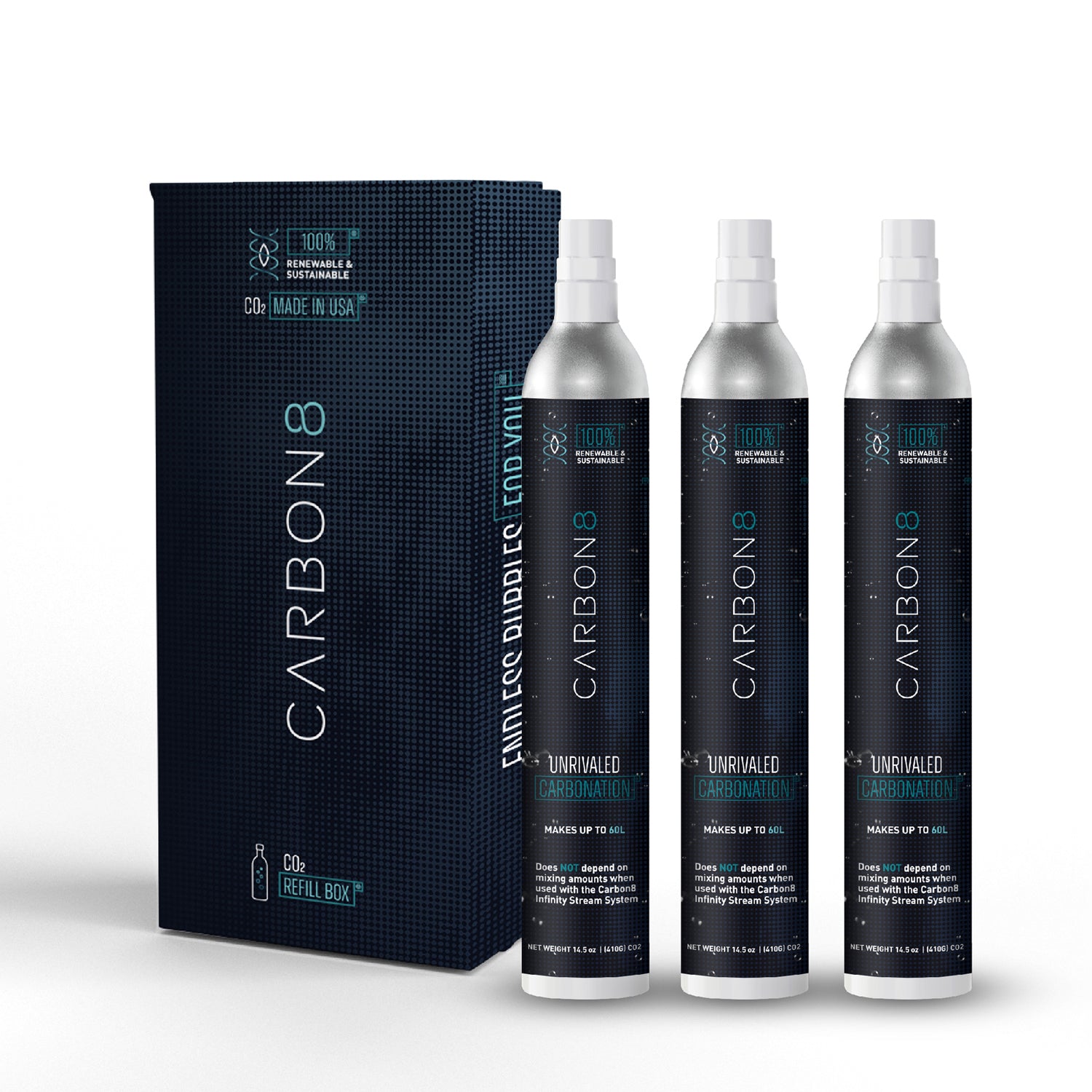 3 Full Co2 Cylinders - Carbon8